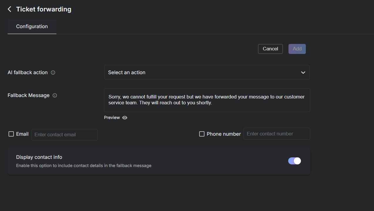 🎟️ Ticket Forwarding | xMagic - Personalized Conversational AI